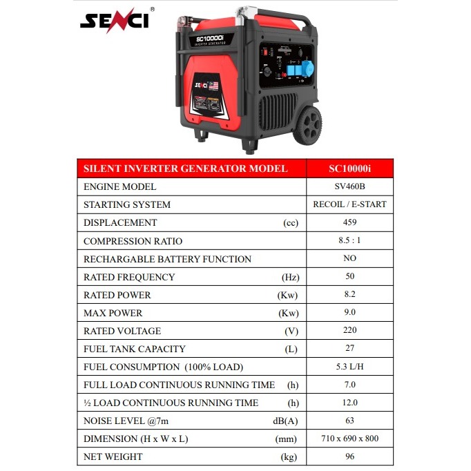SENCI SC10000i SILENT INVERTER GENERATOR - 6 MONTH WARRANTY | Shopee ...