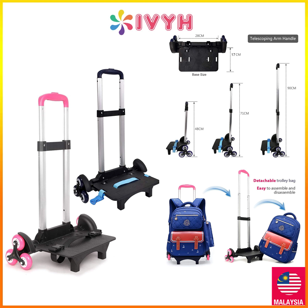 【Ready Stock】 High Quality 6 Wheel Trolley For School Bag Staircase Bag ...