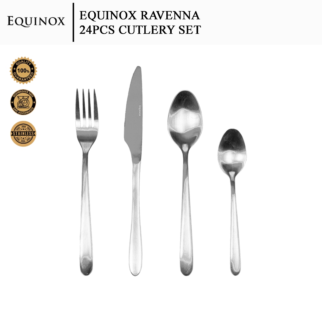 Equinox 18/10 Cutlery Set Stainless Steel Spoon Fork Knife - Ravenna (24 Pcs) | Shopee Malaysia