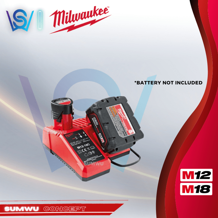MILWAUKEE M12-18C Charger M18 & M12 Multi-Voltage Li-ion Rechargeable ...