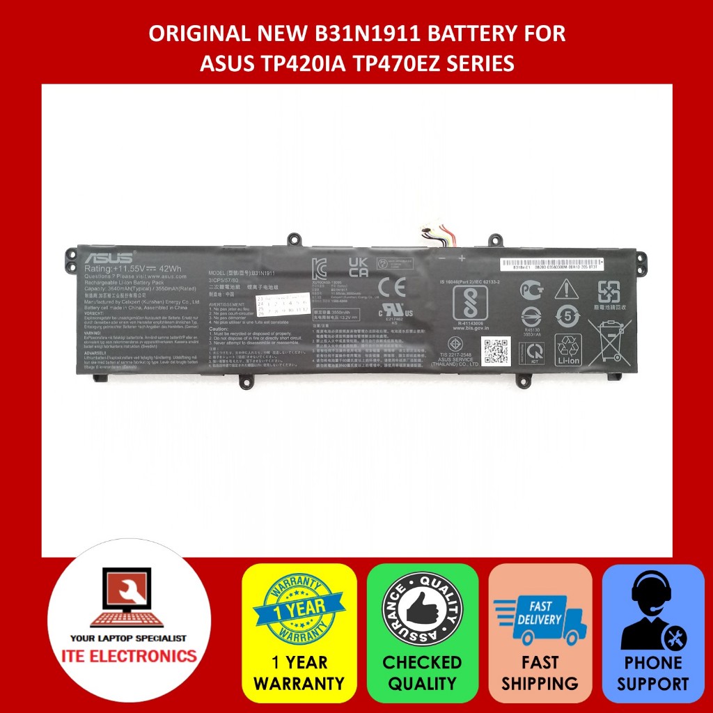 ORIGINAL NEW B31N1911 ASUS TP410IA TP470EZ SERIES BATTERY | Shopee Malaysia