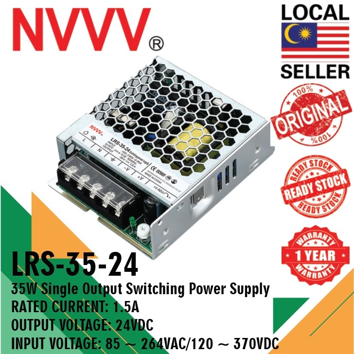 NVVV LRS-35-24 1.5A 24VDC SWITCHING POWER SUPPLY, AC TO DC | Shopee ...