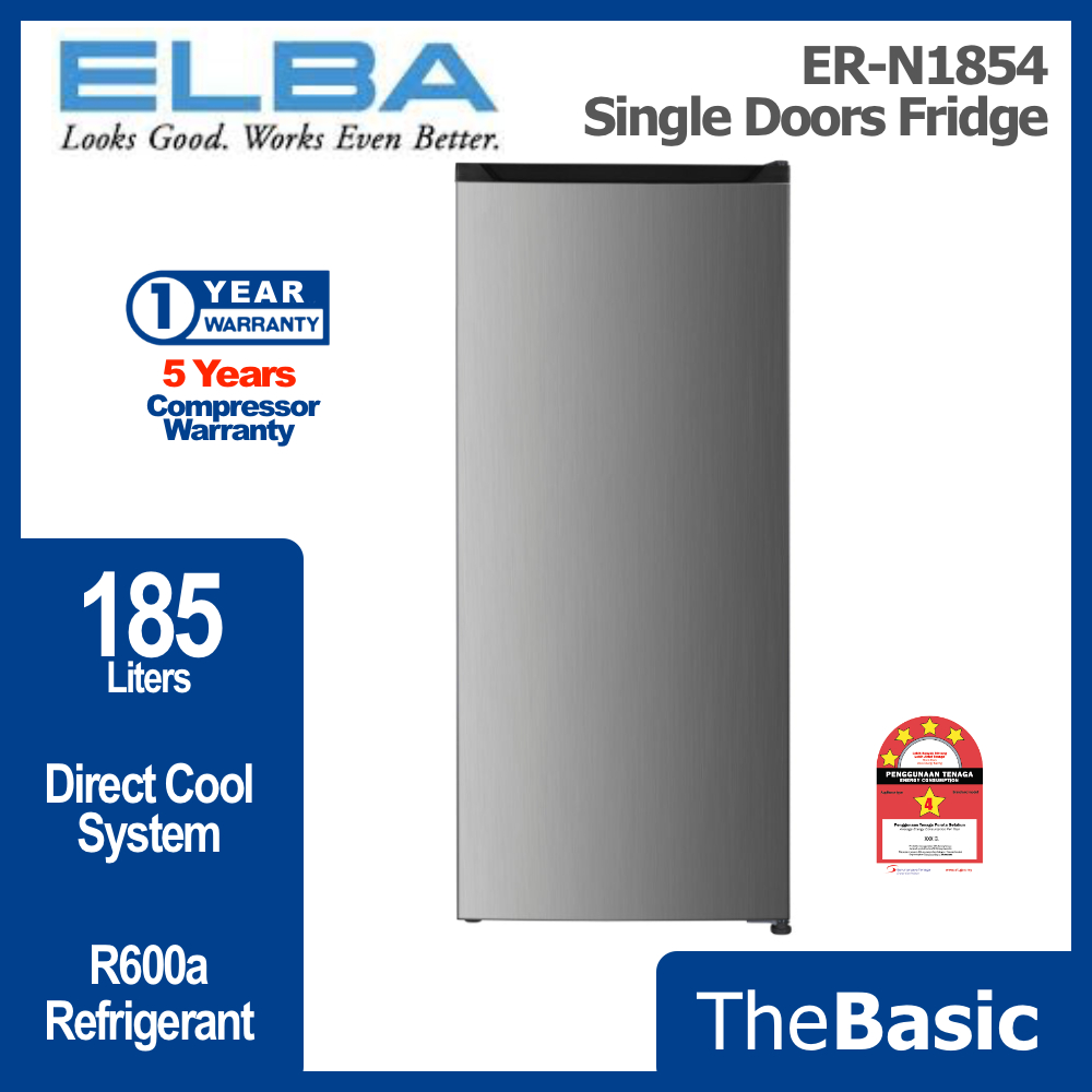 ELBA 185L Single Door Refrigerator 4 Stars Fridge ( ER-N1854 ) | Shopee ...