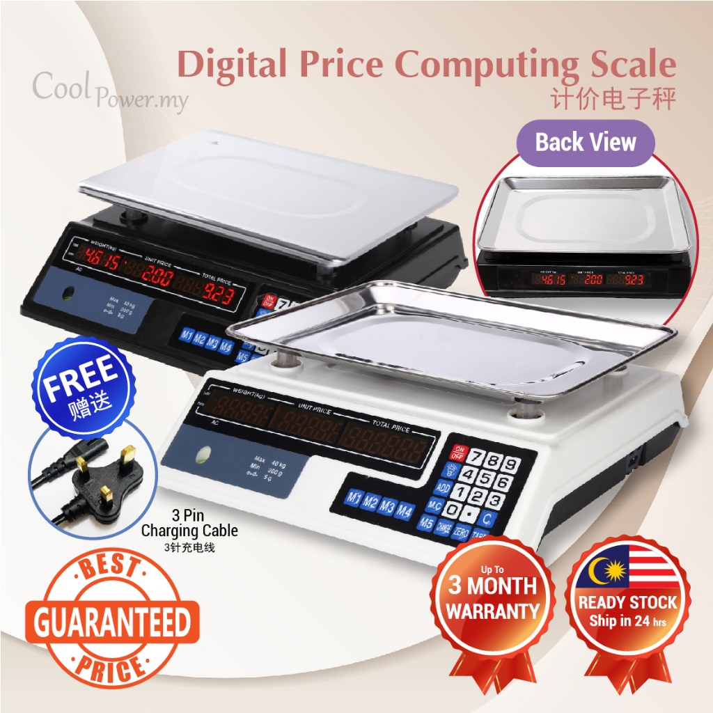 40kg Rechargeable Electronic Digital Price Computing Scale Penimbang ...