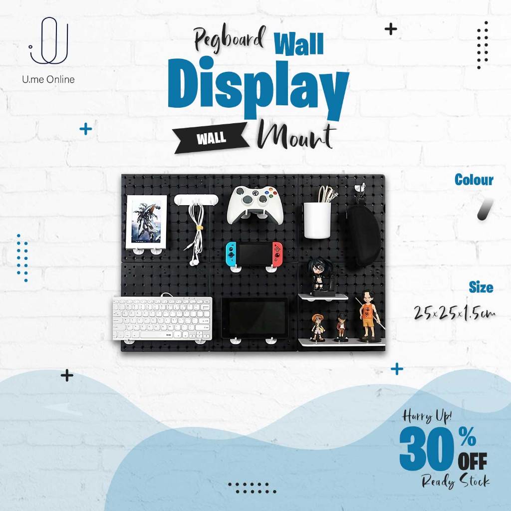 U.me Ready Stock Pegboard Perforated Display Board Wall Display Rack ...
