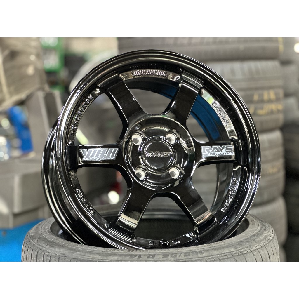New 15x7J AOW TE37 Flow Formed Rim (set of 4) Gloss Black 4x100 for Myvi Bezza Axia Saga City ...