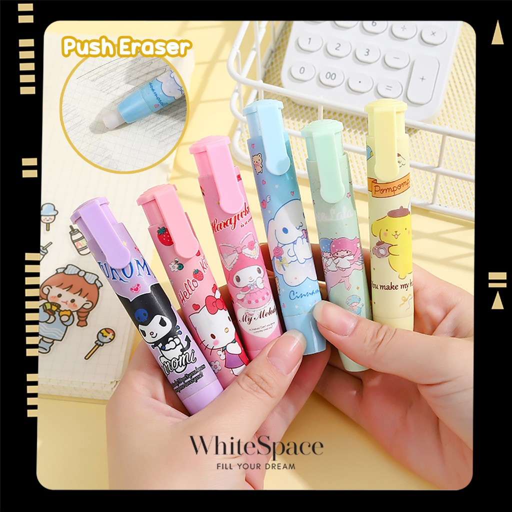 Whitespace Cute Cartoon Push Type Eraser Pen Retractable Rubber ...