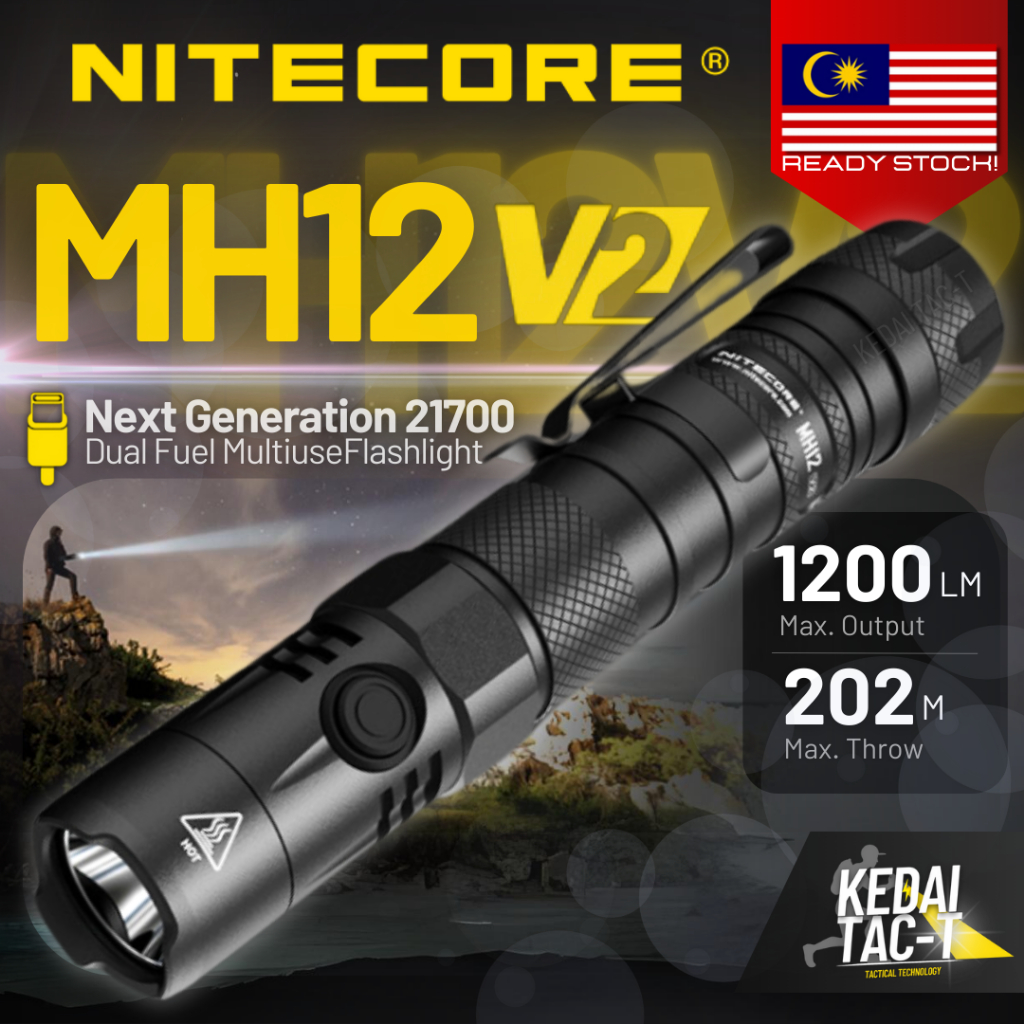 NITECORE MH12 v2 - 1200 Lumen USB-C Rechargeable Flashlight with ...