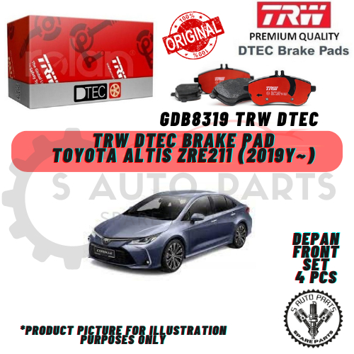 TOYOTA ALTIS ZRE211 (2019Y~) (depan FRONT) TRW DTEC DISC BRAKE PAD ...