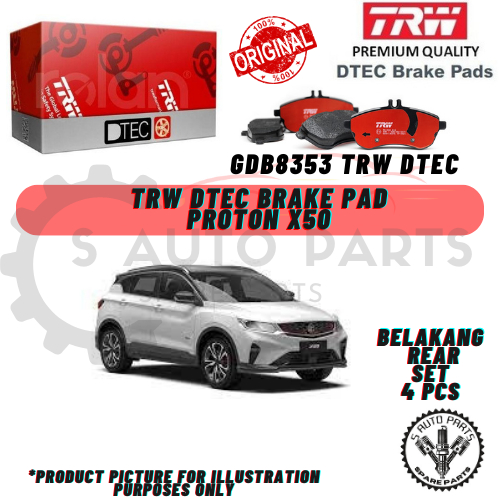 PROTON X50 (belakang REAR) TRW DTEC DISC BRAKE PAD (1SET =4PCS ...