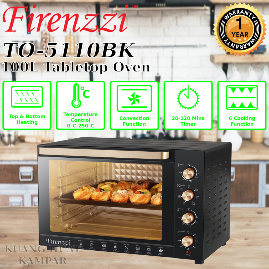 FIRENZZI 100L ELECTRIC TABLETOP / TABLE OVEN WITH ROTISSERIE TO5110BK ...