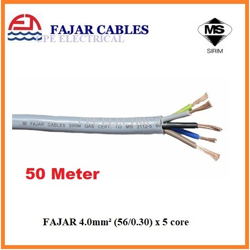 FAJAR 4mm (56/0.30) x 5 Core Flexible Cord Cables 100% Pure Copper ...