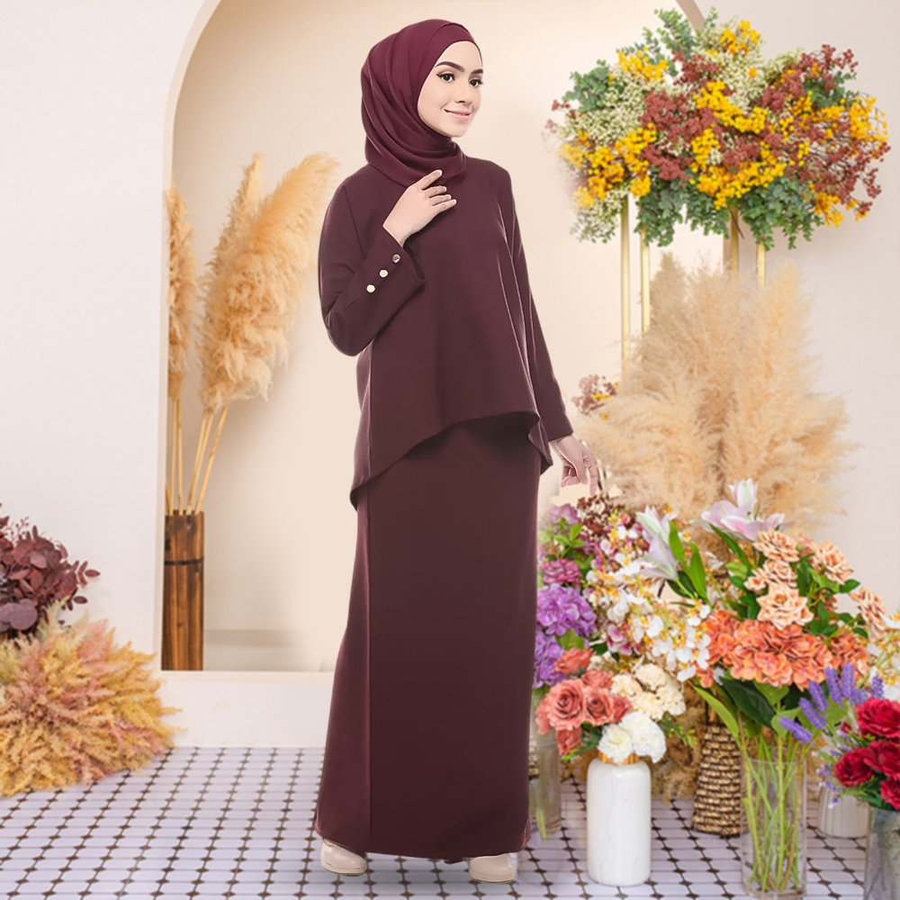 Baju Kurung Moden Ironless Kurung Baju Raya 2024 Muslimah plain kurung ...