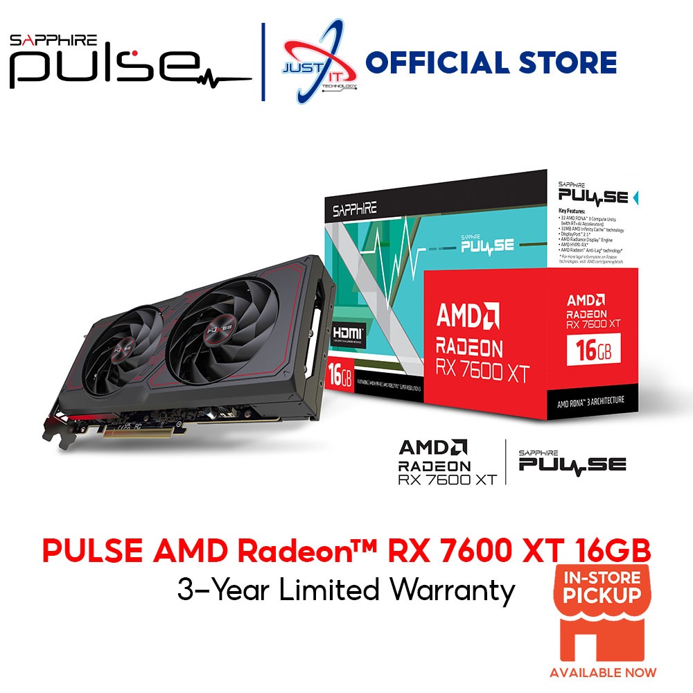 SAPPHIRE PULSE RX 7600 XT 16GB DDR6 GRAPHICS CARD ( SAP-11339-04-20G ...