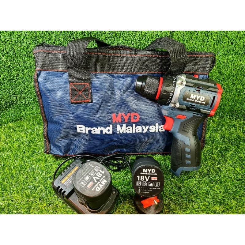 18v MYD Mini Brushless Cordless Drill (10mm Metal Chuck) with 2 battery ...