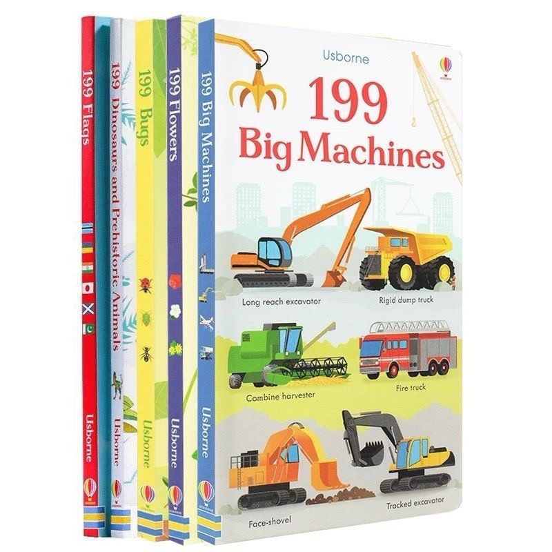 (5books board book) usborne 199 Flowers flags dinosaurs bugs big ...