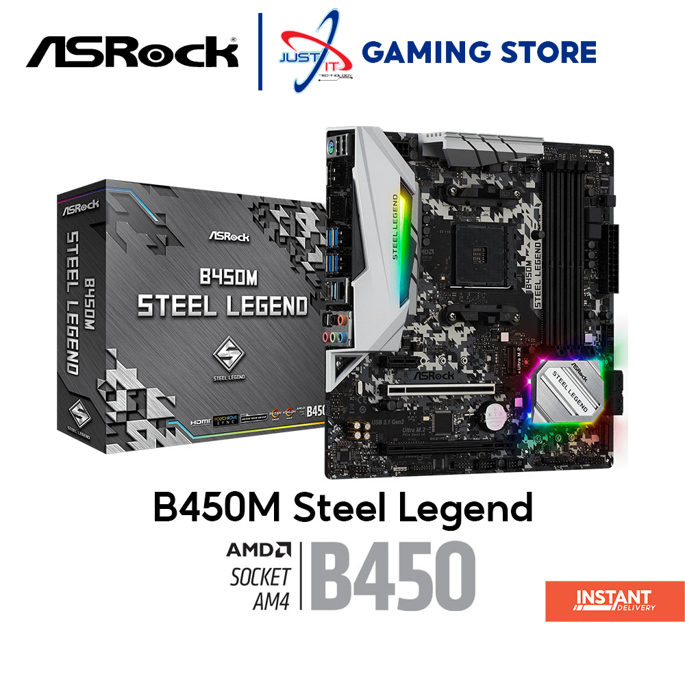 ASROCK B450M STEEL LEGEND DDR4 / D4 AM4 GAMING MOTHERBOARD | Shopee Malaysia