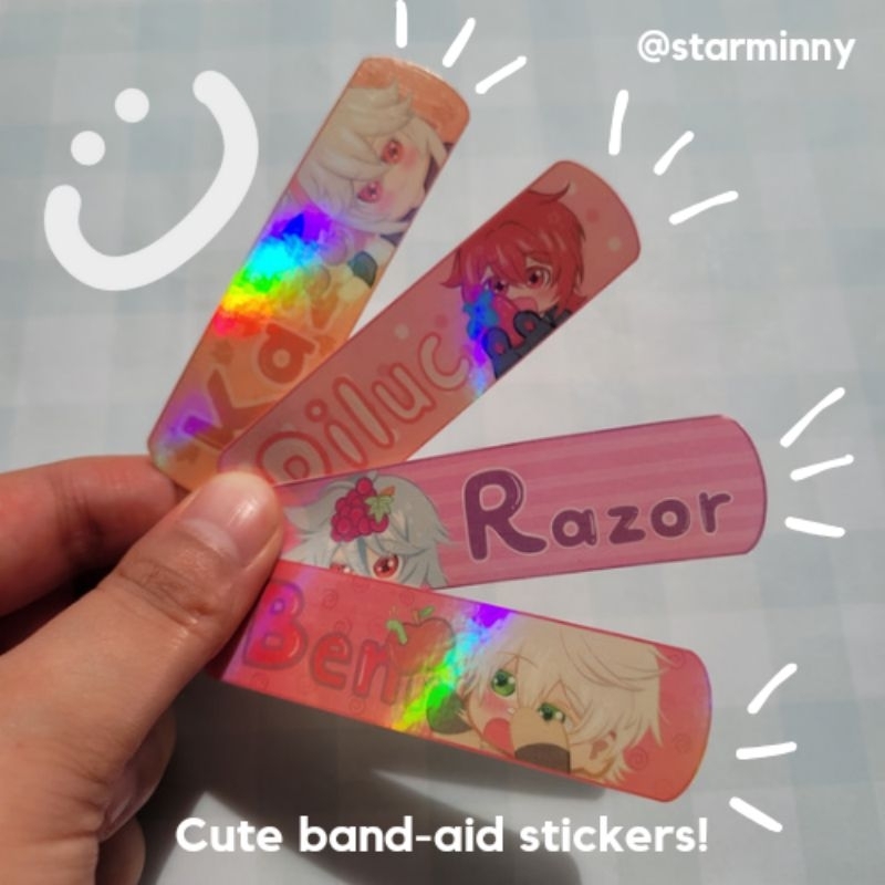 Genshin Impact Cute Band-aid Stickers (Handmade) | Kazuha | Diluc ...