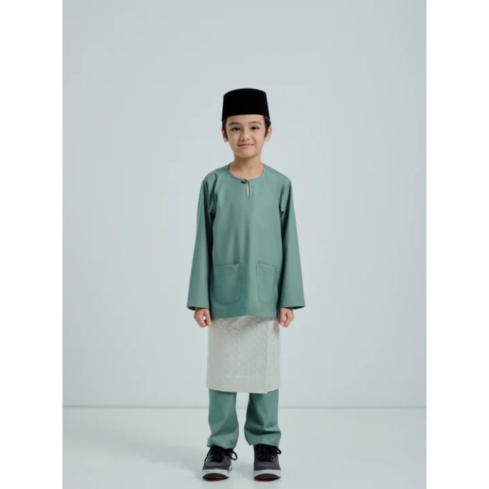 KHATAM PATAWALI BOYS BAJU MELAYU TELUK BELANGA in SOFT TEAL size 6-7 ...