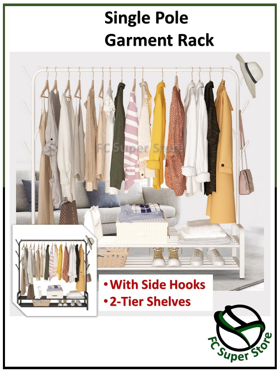FCSS - Clothing Rack / Rak Baju Besi / Garment Laundry Rack / Clothes ...