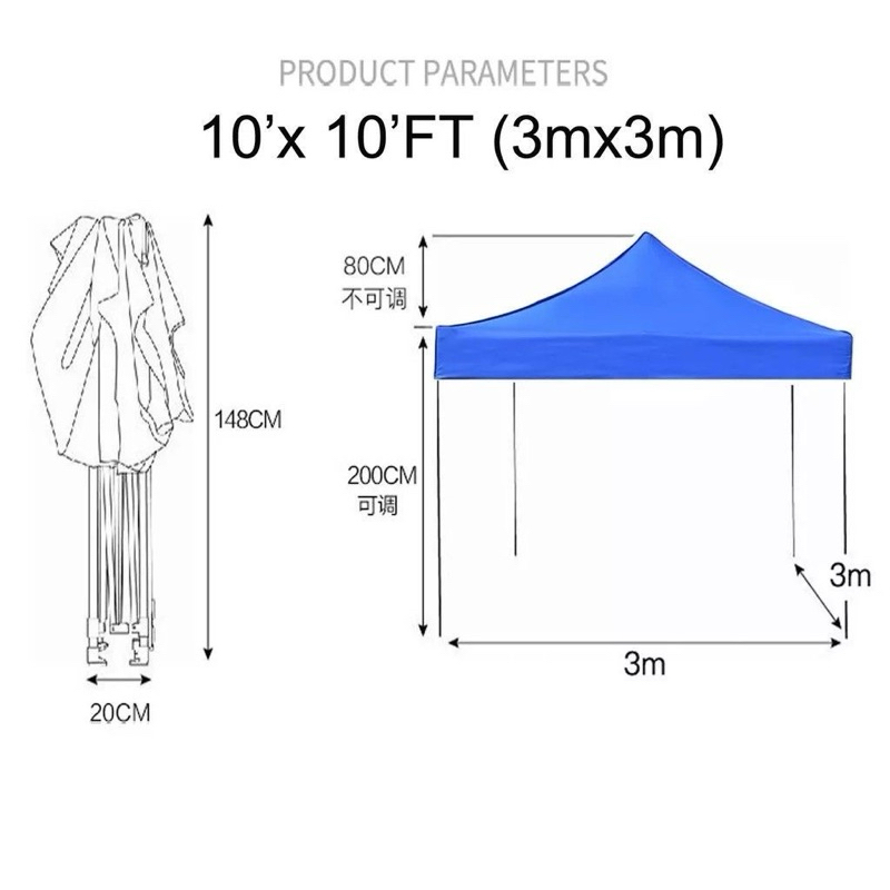 Blue 3Mx3M 10x10 Ft Night Market Canopy Camping Tent 3x3m Payung Niaga ...