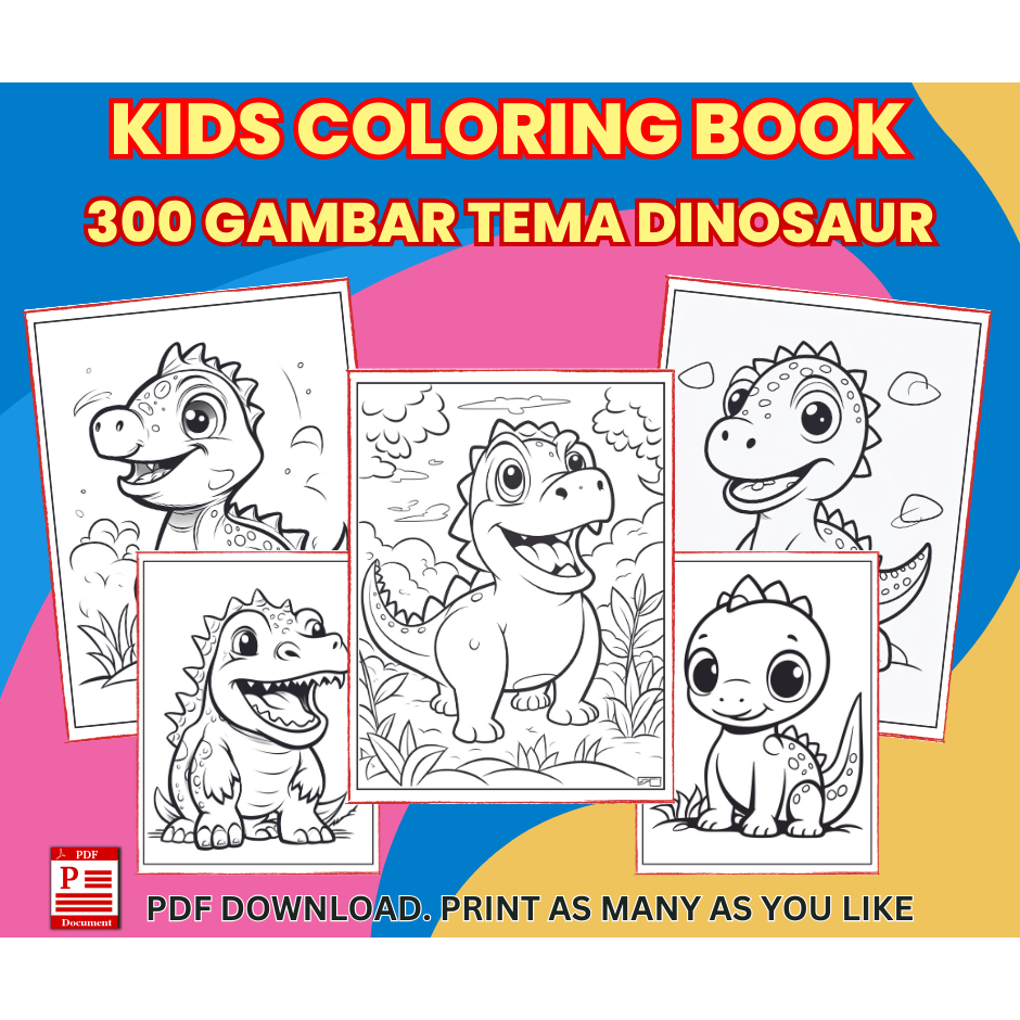 [PDF] 300+ KIDS COLOURING PAGES TEMA DINOSAUR - Coloring Book For Kids ...