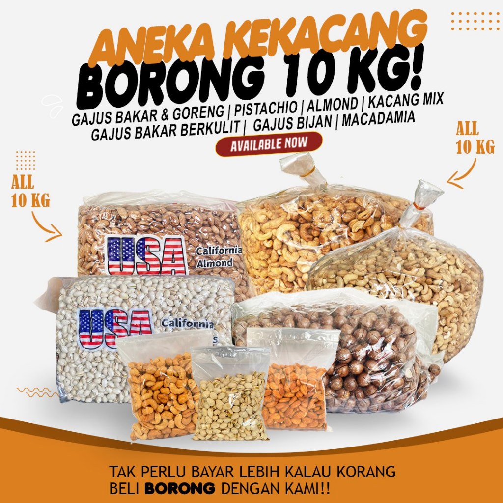 Aneka Kekacang Borong Assorted Nuts Ready To Eat For Wholesale 10kg ...