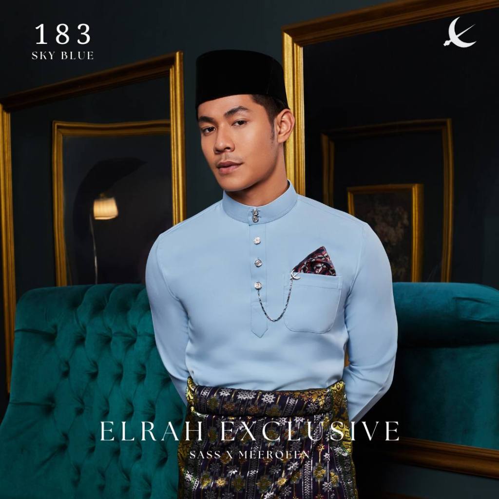 BAJU MELAYU SKY BLUE ULTIMATE 2.0 2024 C183 ELRAH EXCLUSIVE Slim Fit ...
