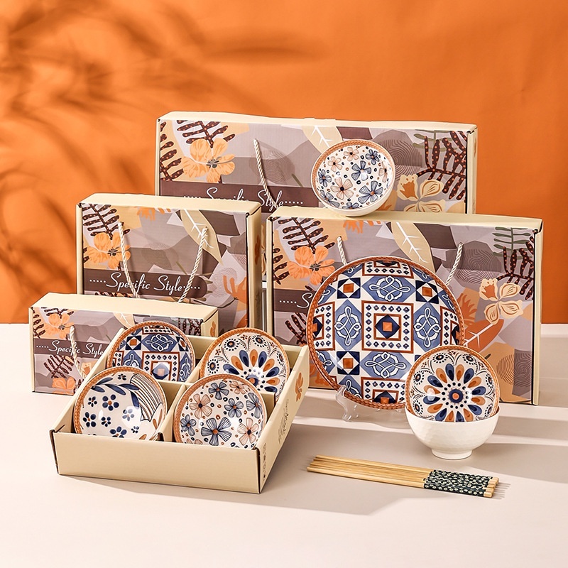 Bohemian Rice Bowl Porcelain Bowl set Ceramic Bowl Mangkuk Keramik Soup ...