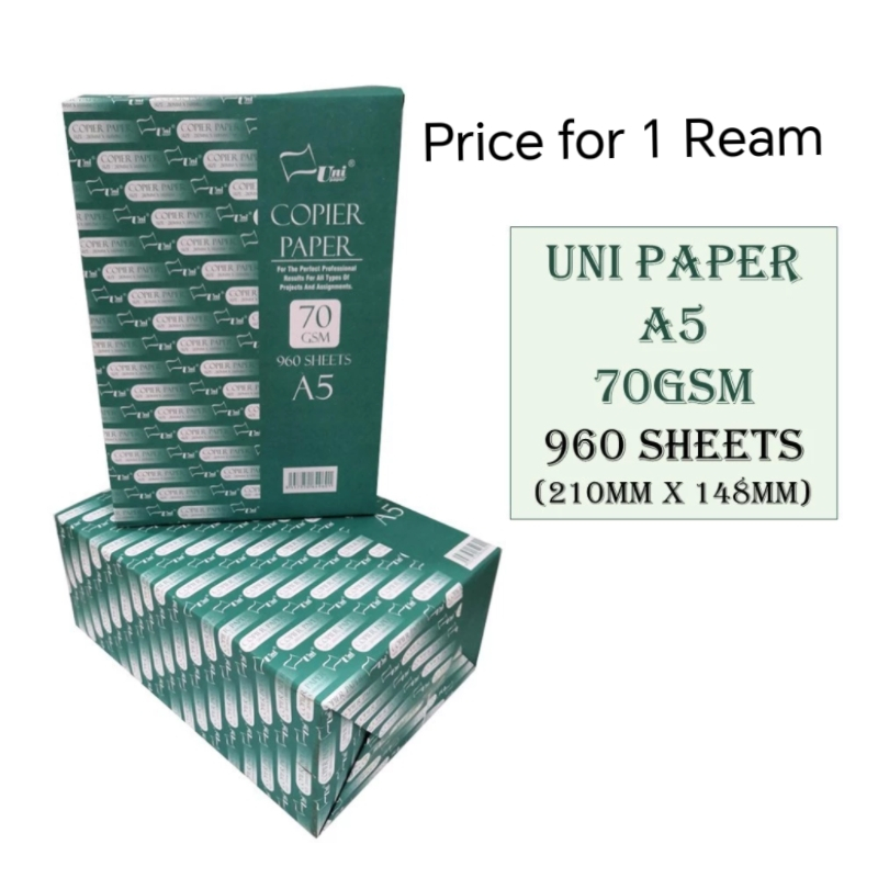 UNI A5 Copier Paper 960sheets( 148x210mm)70gsm | Shopee Malaysia