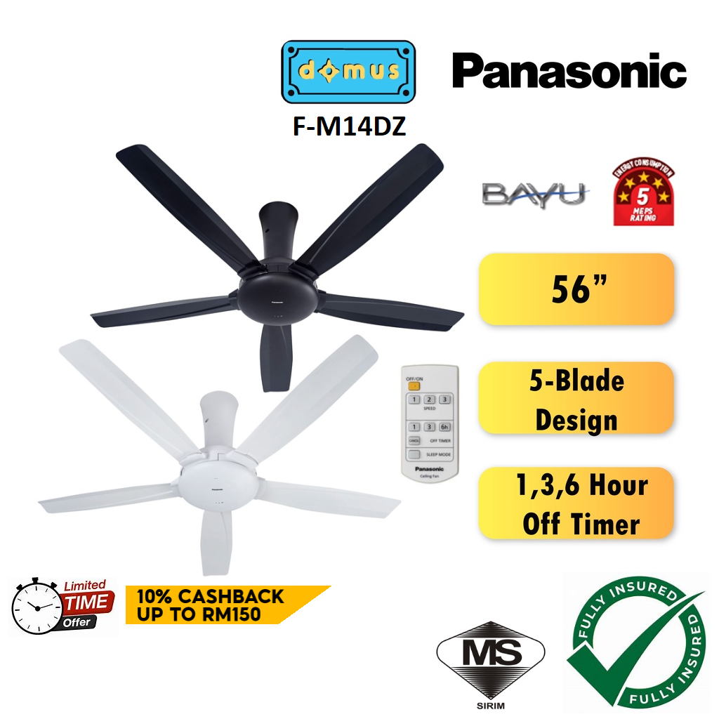 Panasonic Ceiling Fan BAYU 5 Blade Kipas Angin Siling Black / White 56 ...