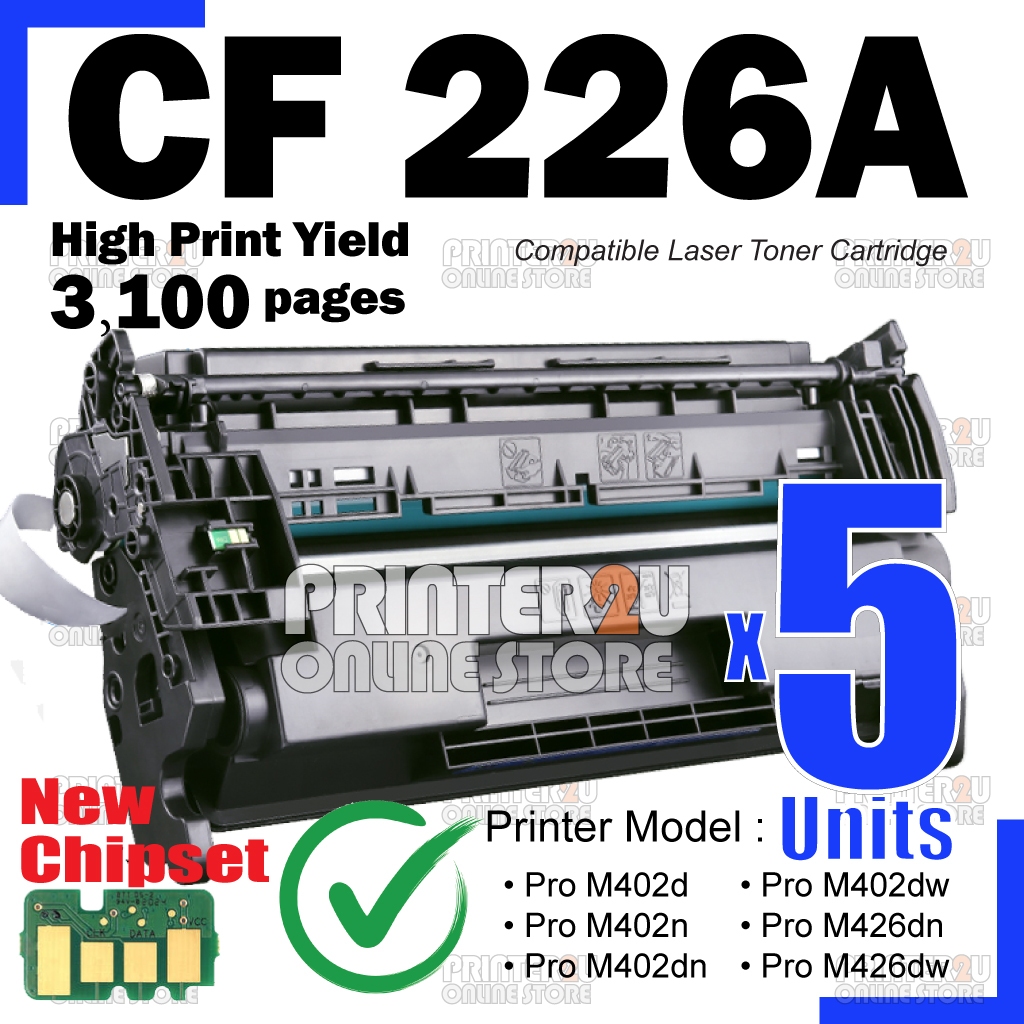 5x Compatible to HP CF226A HP 26A LaserJet Pro M402d M402dn M402n ...