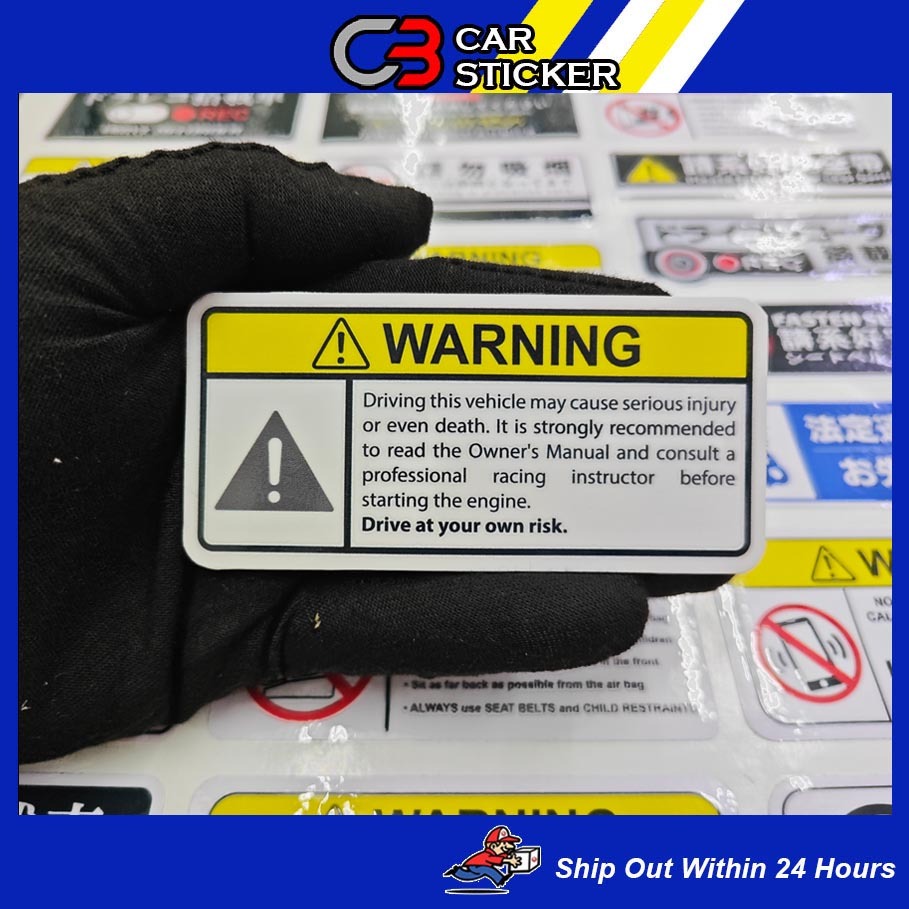 WARNING DRIVE AT YOUR OWN RISK CAR INTERIOR STICKER / W141 | Shopee ...
