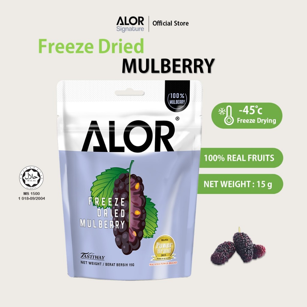 Alor Freeze Dried Mulberry (15 g) Healthy Fruit Snack Mini Pack ...