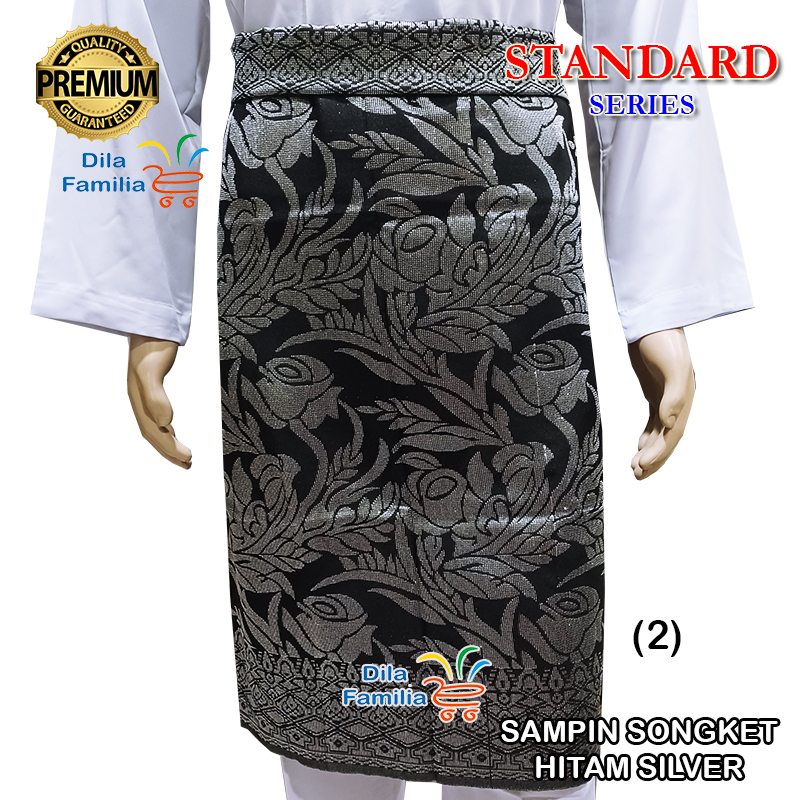 Sampin Songket Hitam Emas Gold Silver No 2 Tenun Siap Jahit 2 Meter ...