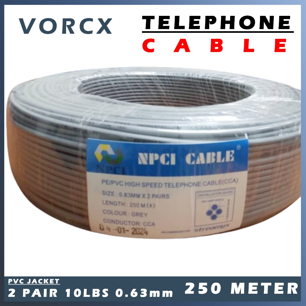 NP-TC Telephone Cable 2 Pairs x 1/0.63mm 10lbs 250m/100M | Shopee Malaysia