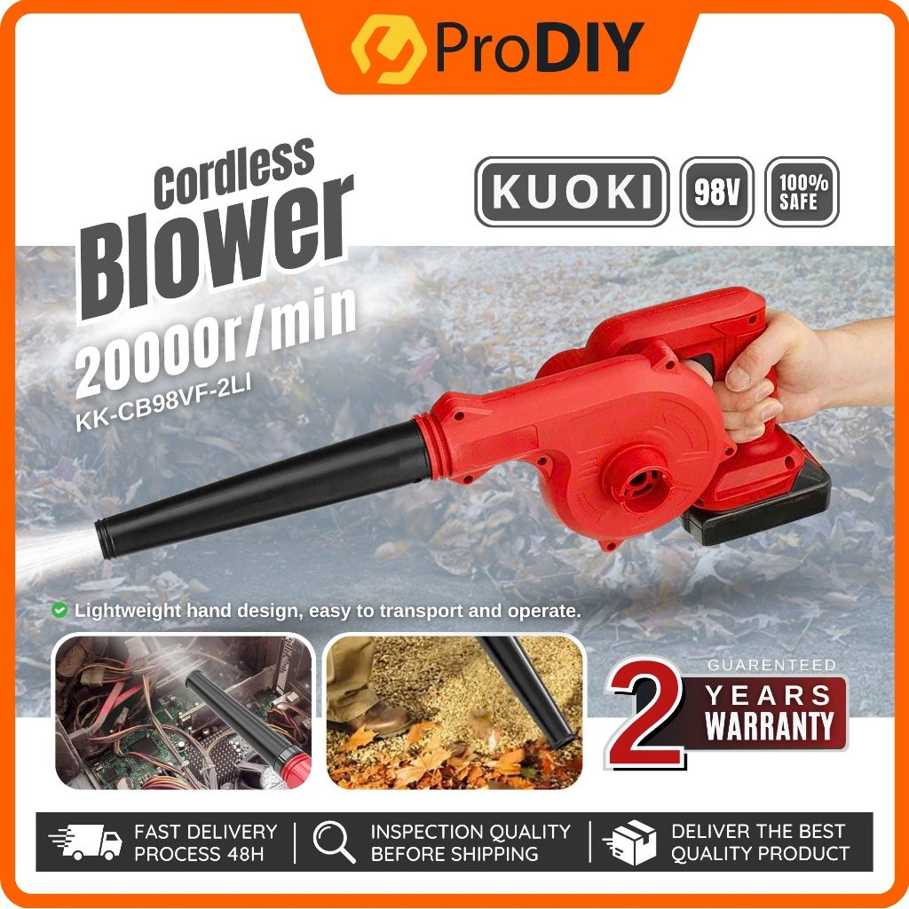KUOKI 2 in 1 98VF Air Blower Angin Portable Blower One Hand Cordless ...