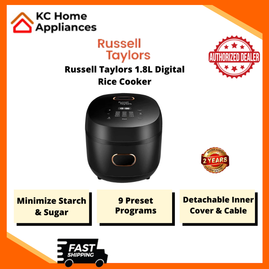 Russell Taylors 1.8L Digital Low Sugar Rice Cooker | 900W | Stainless ...