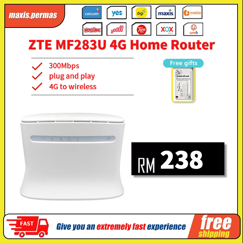 ZTE MF283U Wifi 4G Router Modem 4 Wlan Port MAXIS HOME 4G WIFI | Shopee ...