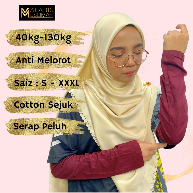 HANDSOCK LONGGAR MUSLIMAH COTTON TSHIRT INNER LENGAN SELESA HAND SOCK ...