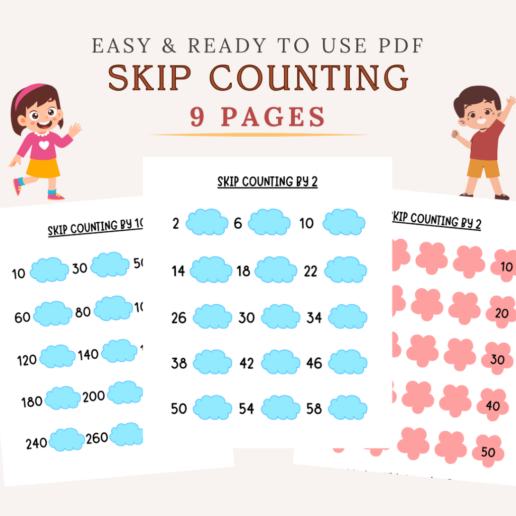 [008] PDF Skip counting Math Worksheet, Number Pattern, Primary school ...