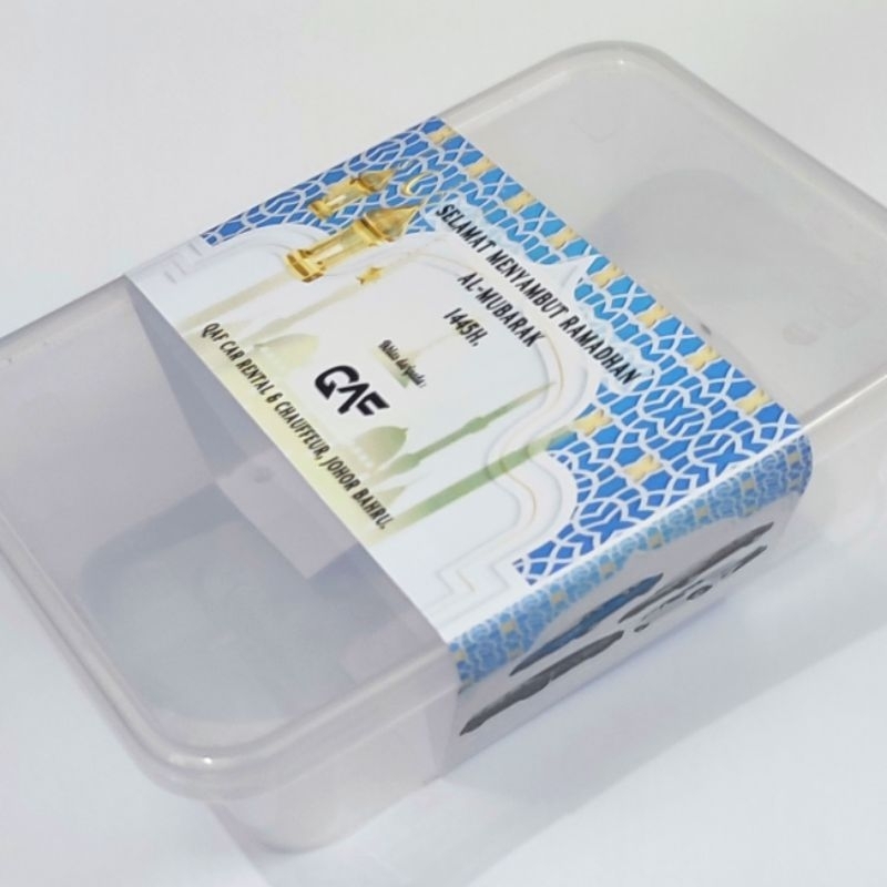 SLEEVE LABEL PLASTIK TAPAU KOTAK BEKAS MAKANAN SEDEKAH / KUIH / KURMA ...