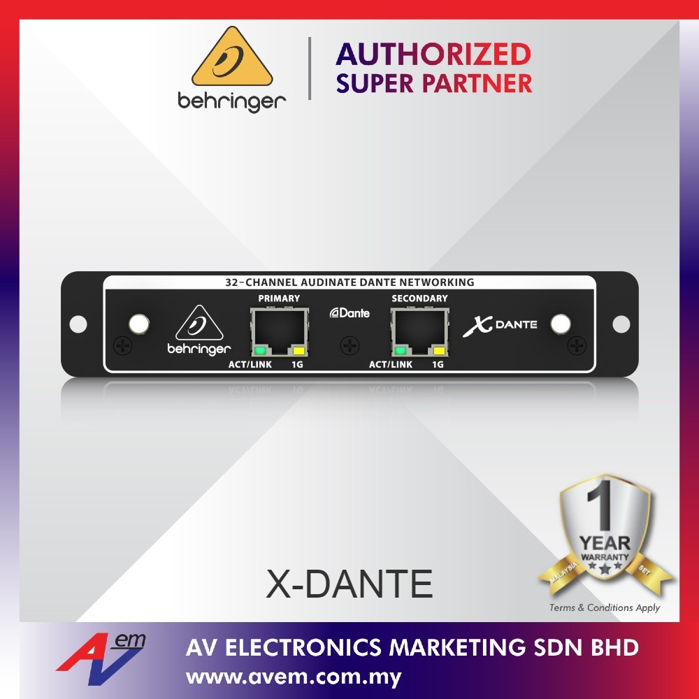 BEHRINGER X-DANTE High-Performance 32-Channel Audinate Dante Expansion ...