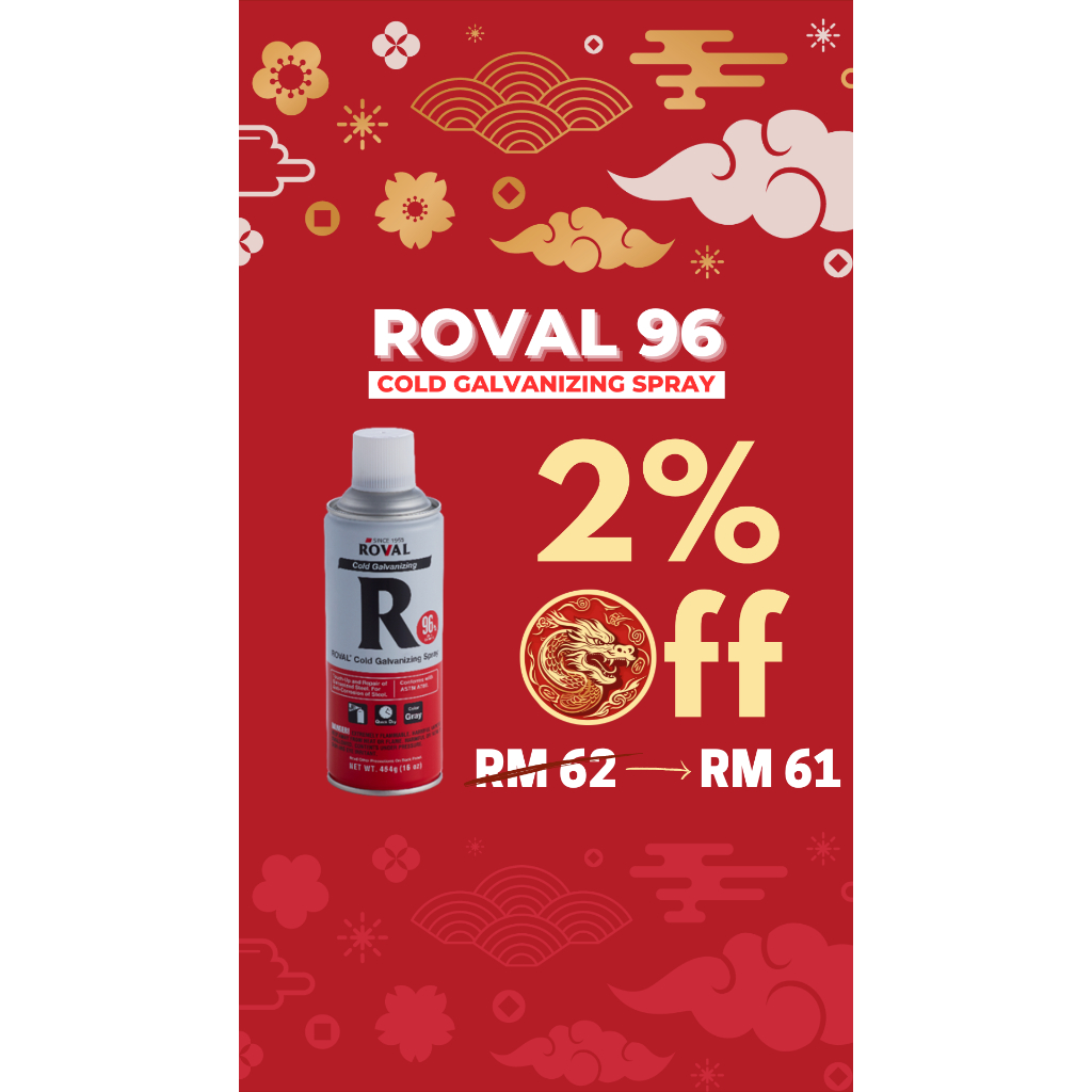 ROVAL 96% COLD GALVANIZING COMPOUND SPRAY 420ML | Shopee Malaysia