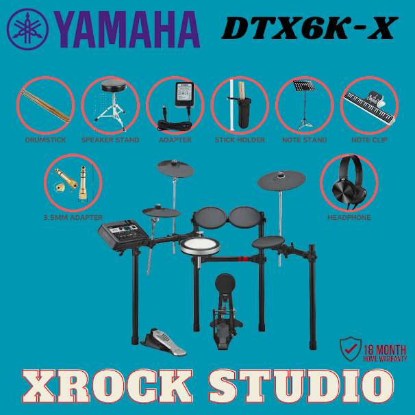 Yamaha DTX6K-X 5-Piece Electronic Drum Set with Amplifier,Drumsticks ...