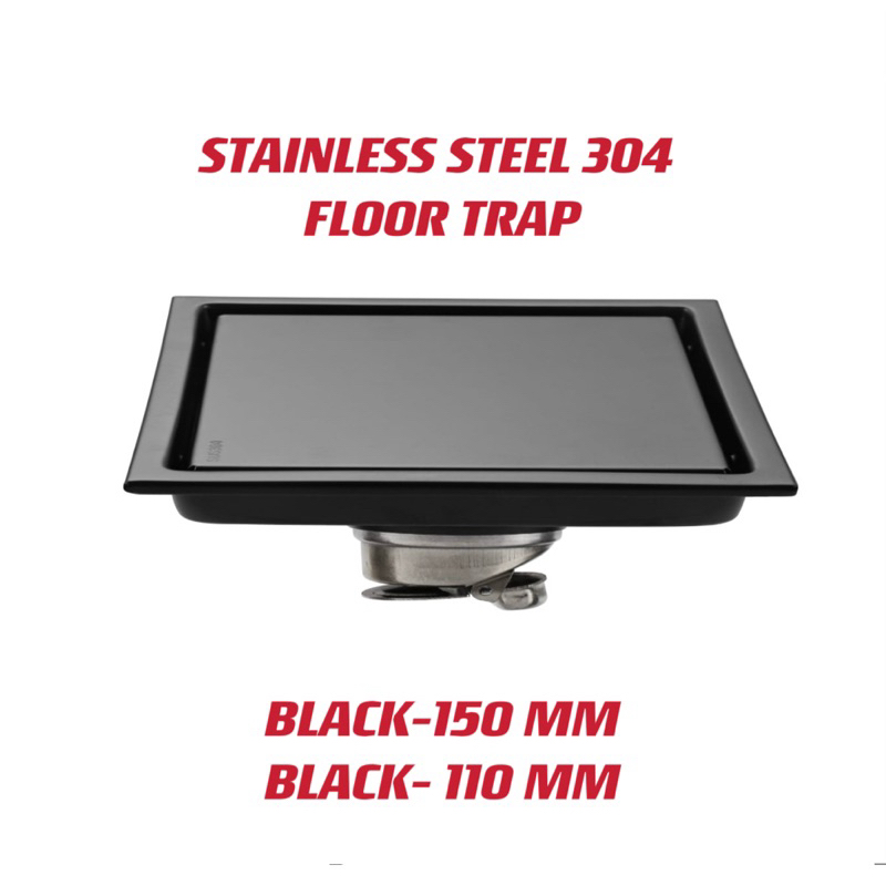 100% STAINLESS STEEL 304 FLOOR TRAP TILES INSERT FLOOR DRAIN （BLACK ...