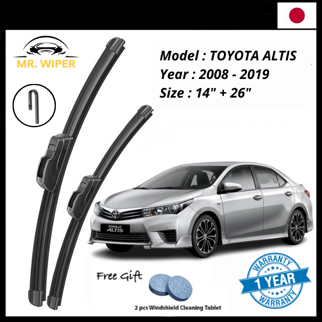 🔥MR WIPER🔥 TOYOTA COROLLA ALTIS (2008-2019) MR WIPER JAPAN TECHNOLOGY WIPER BLADE WINDSCREEN ...