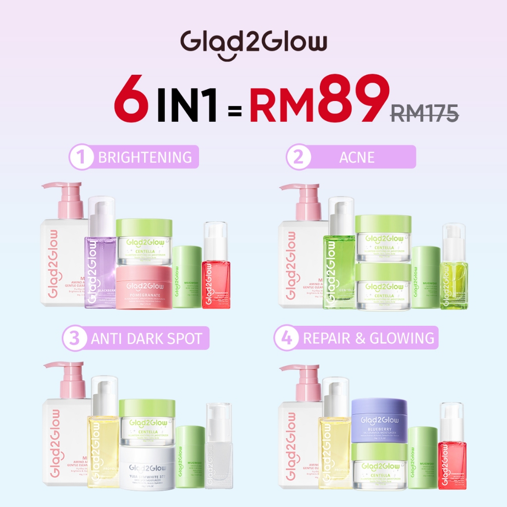 Glad2Glow 6In1 Skincare Set With Moisturizer / Toner / Serum / Clay ...