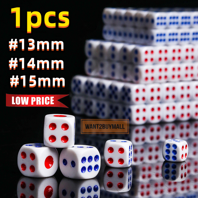 1pcs 13/14/15mm Standard Acrylic White Dice 6 Sided Number Used Toys ...