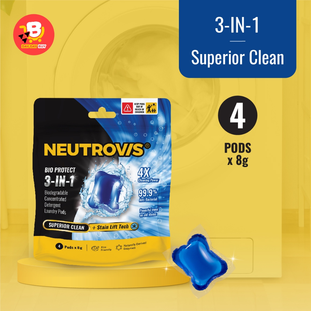 Neutrovis 3-IN-1 Biodegradable Concentrated Detergent Laundry Pods (8g ...